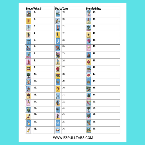 Large 1-54 Mexican-Loteria Notepad – EZPULLTABS.COM