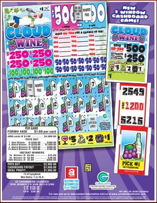 $1 Bingo Pull Tabs - Cash Boards - Cloud Wine- 4000 Count - EZPULLTABS.COM